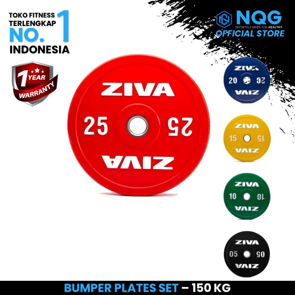 New Alat Olahraga Gym Angkat Beban Fitness Ziva XP Color Bumper Plate ...